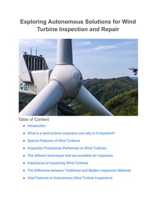 Exploring Autonomous Solutions for Wind Turbine Inspection and Repair | PDF