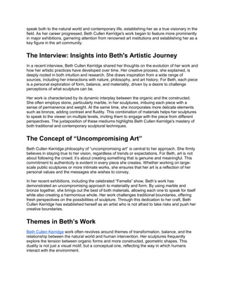 Exploring Beth Cullen Kerridge's Vision: How Her Work Has Captivated ...