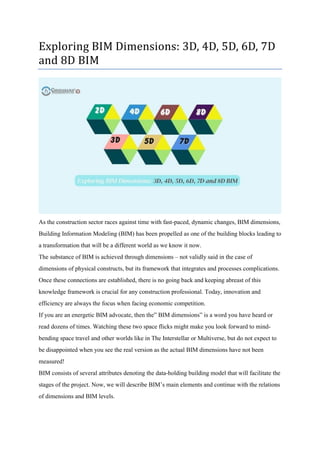 Exploring BIM Dimensions: 3D, 4D, 5D, 6D, 7D and 8D BIM | PDF | 3-D ...