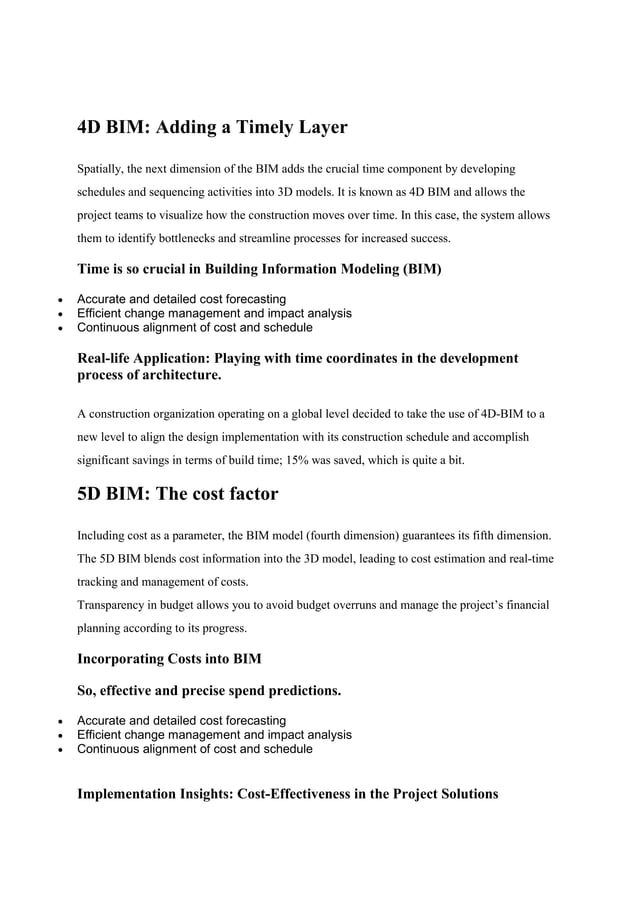 Exploring BIM Dimensions: 3D, 4D, 5D, 6D, 7D and 8D BIM | PDF | 3-D ...