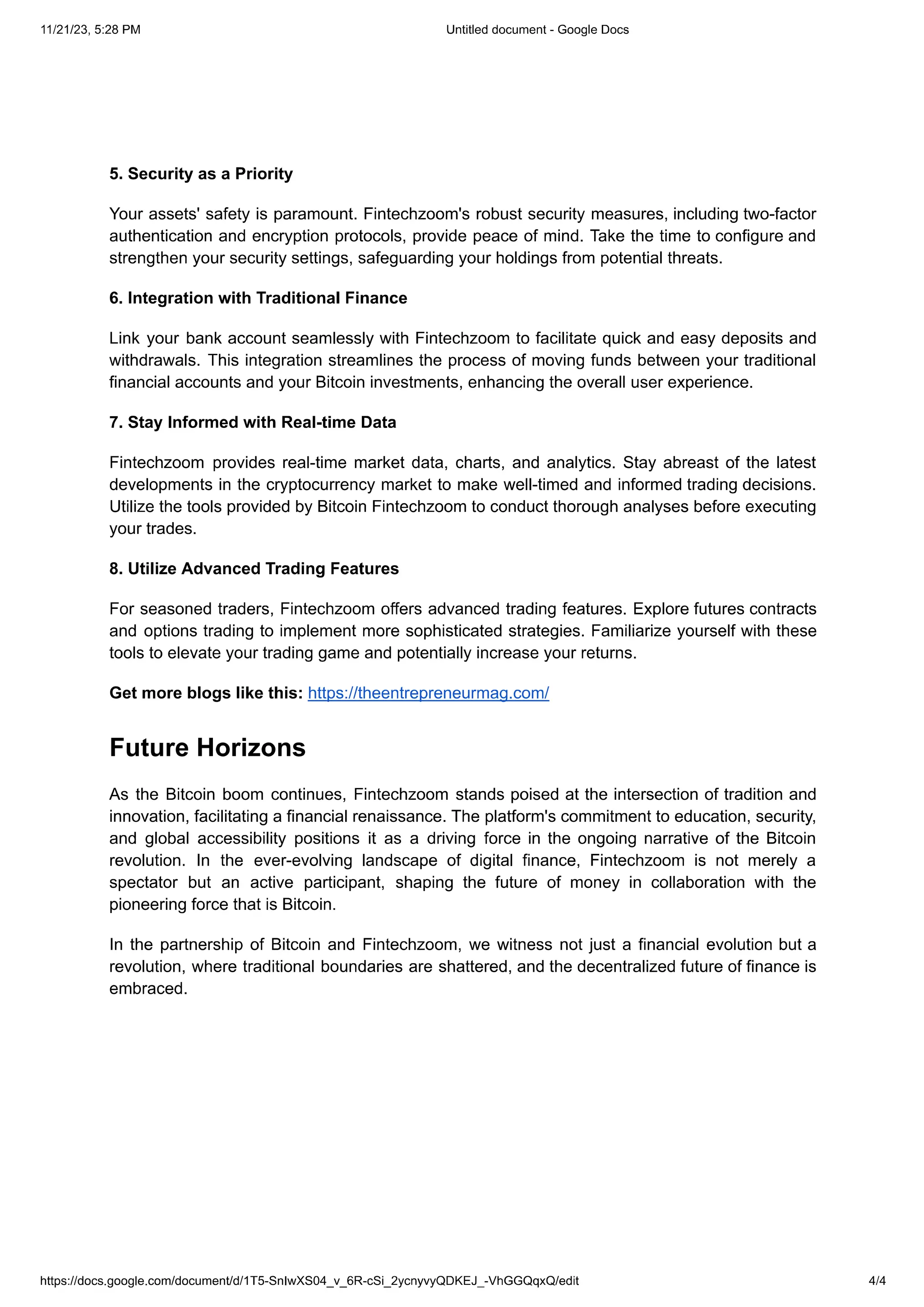 Exploring Bitcoin Fintechzoom- Navigating the Digital Frontier | PDF