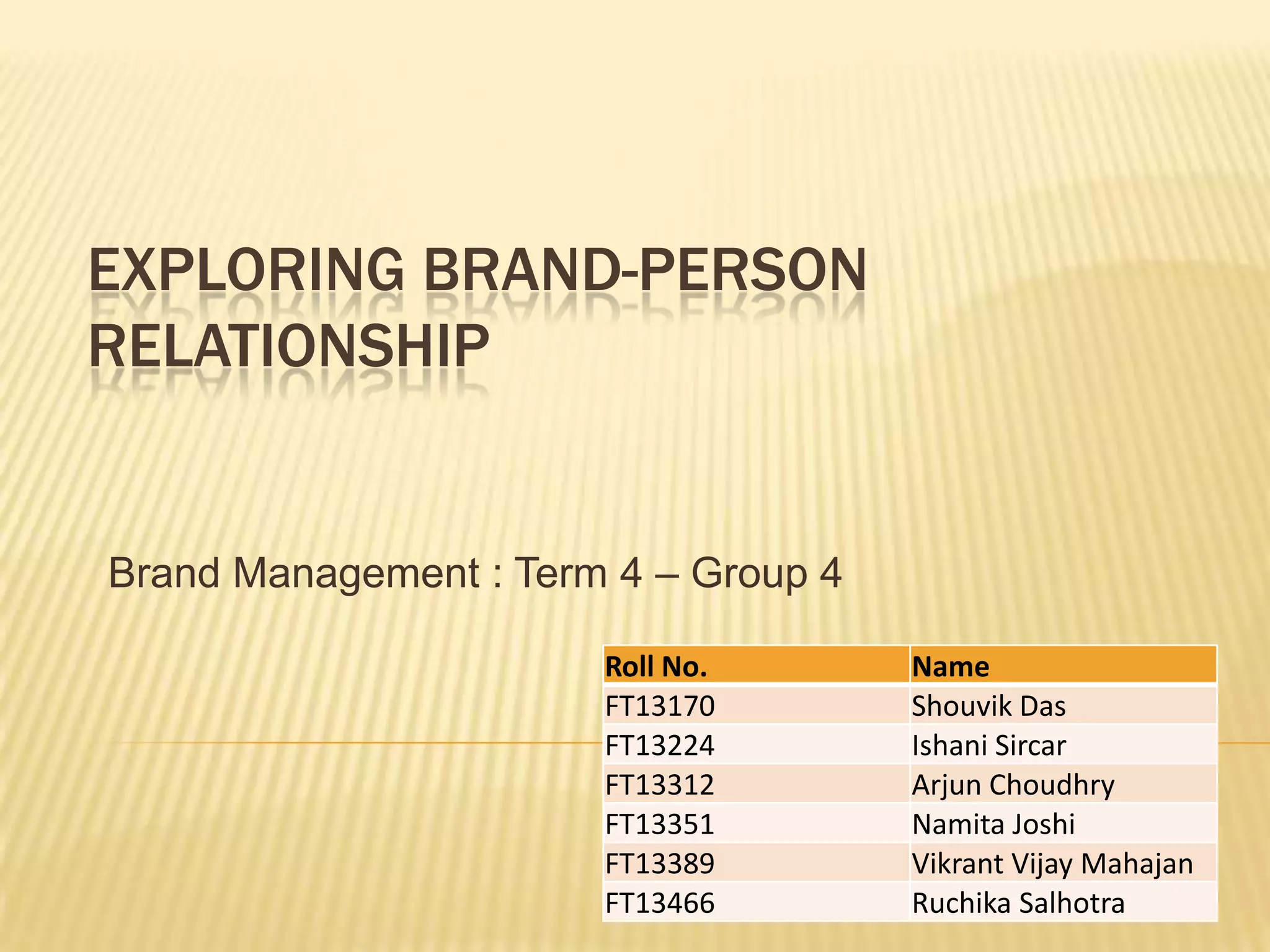 Exploring brand person relationship group4 | PPTX