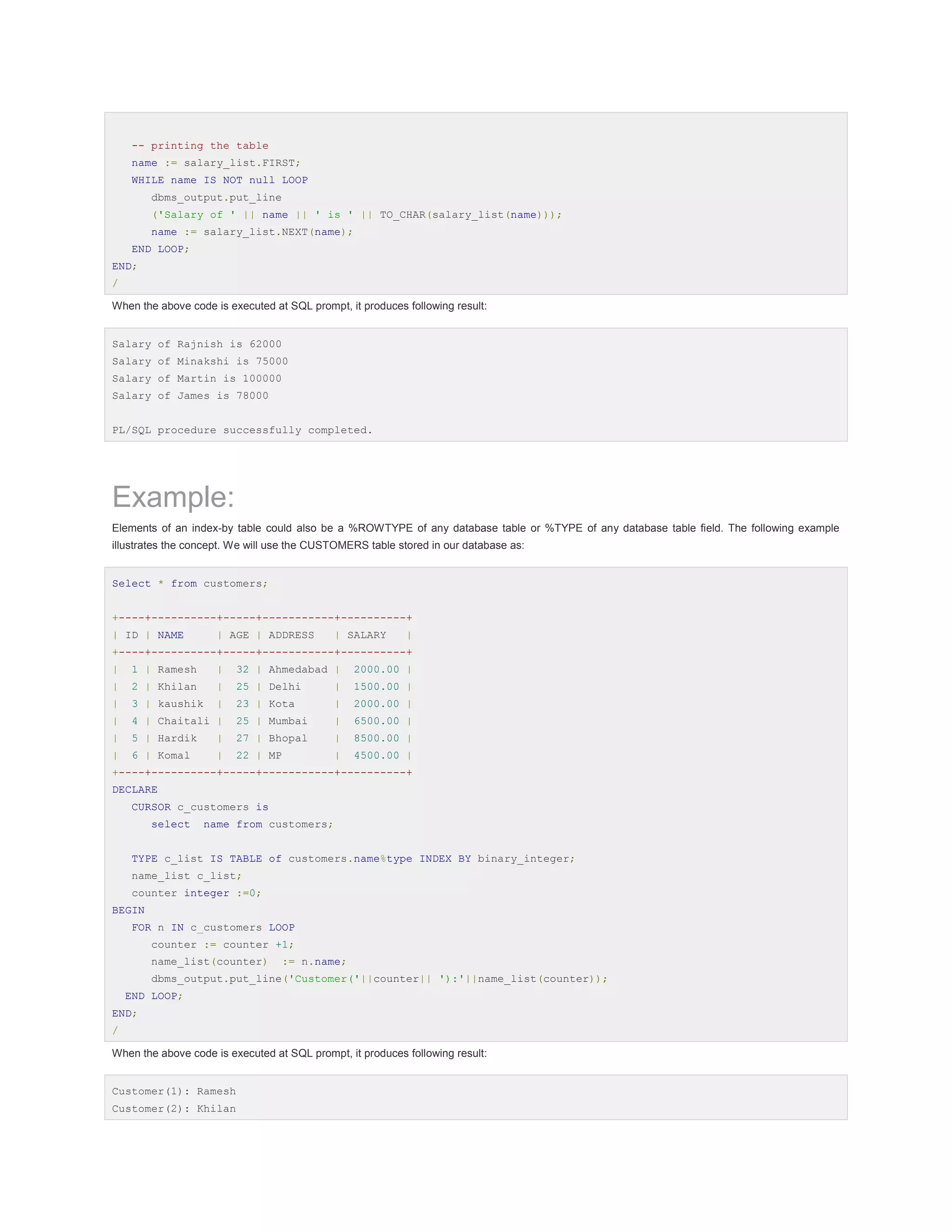 Exploring collections with example | DOCX | Databases | Computer Software and Applications