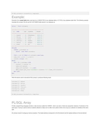 Exploring collections with example | DOCX | Databases | Computer Software and Applications