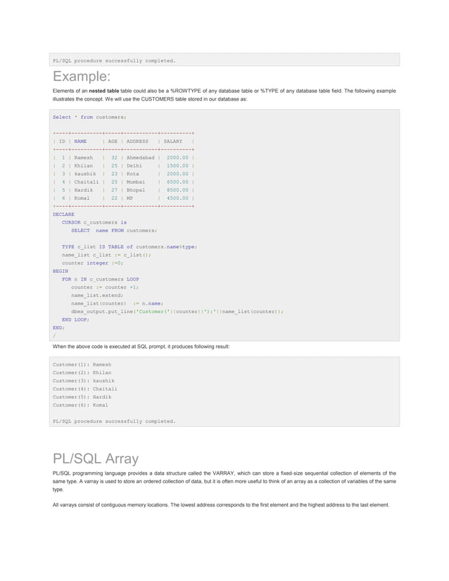 Exploring collections with example | DOCX | Databases | Computer Software and Applications