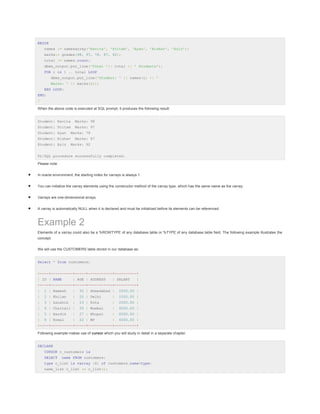 Exploring collections with example | DOCX | Databases | Computer Software and Applications