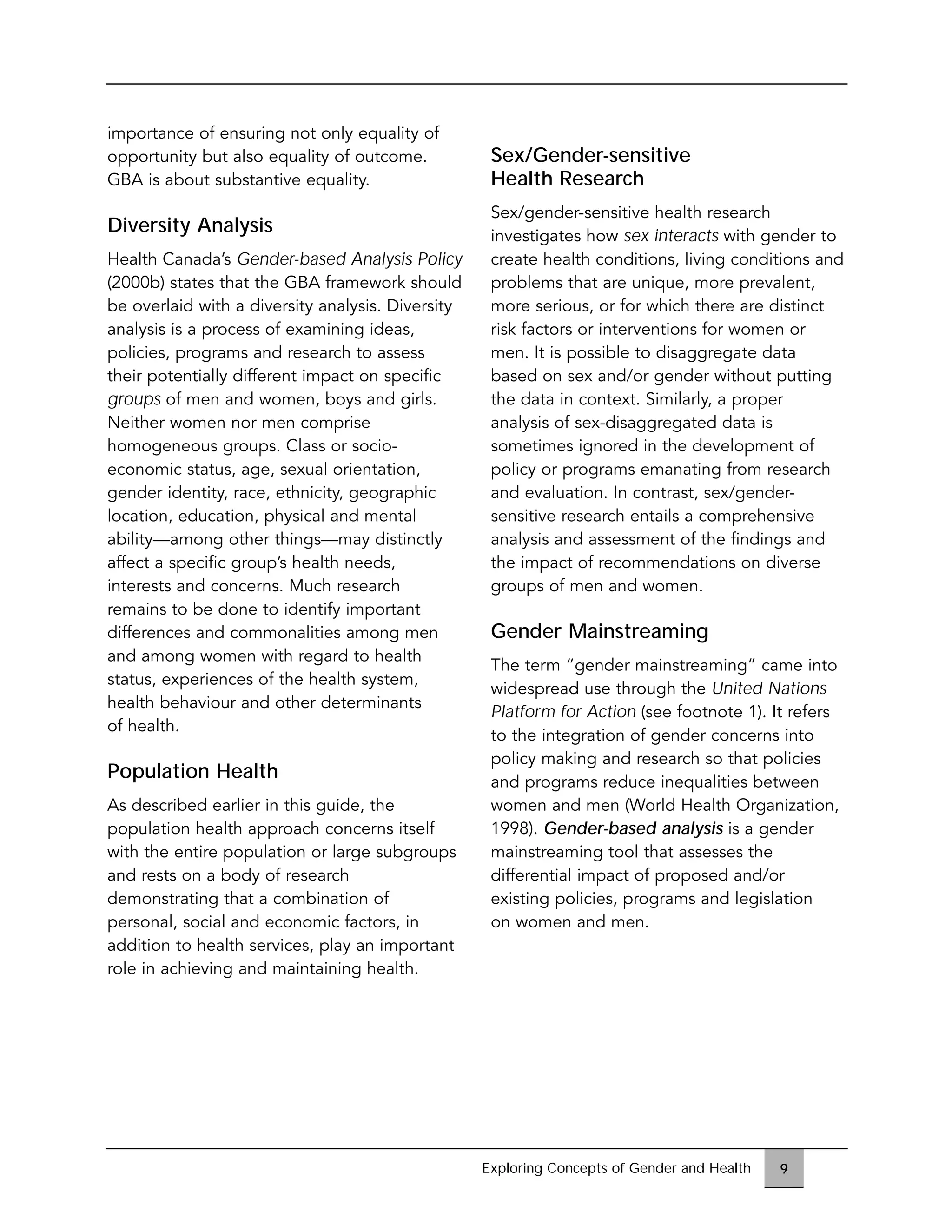 Exploring concepts of gender and health | PDF