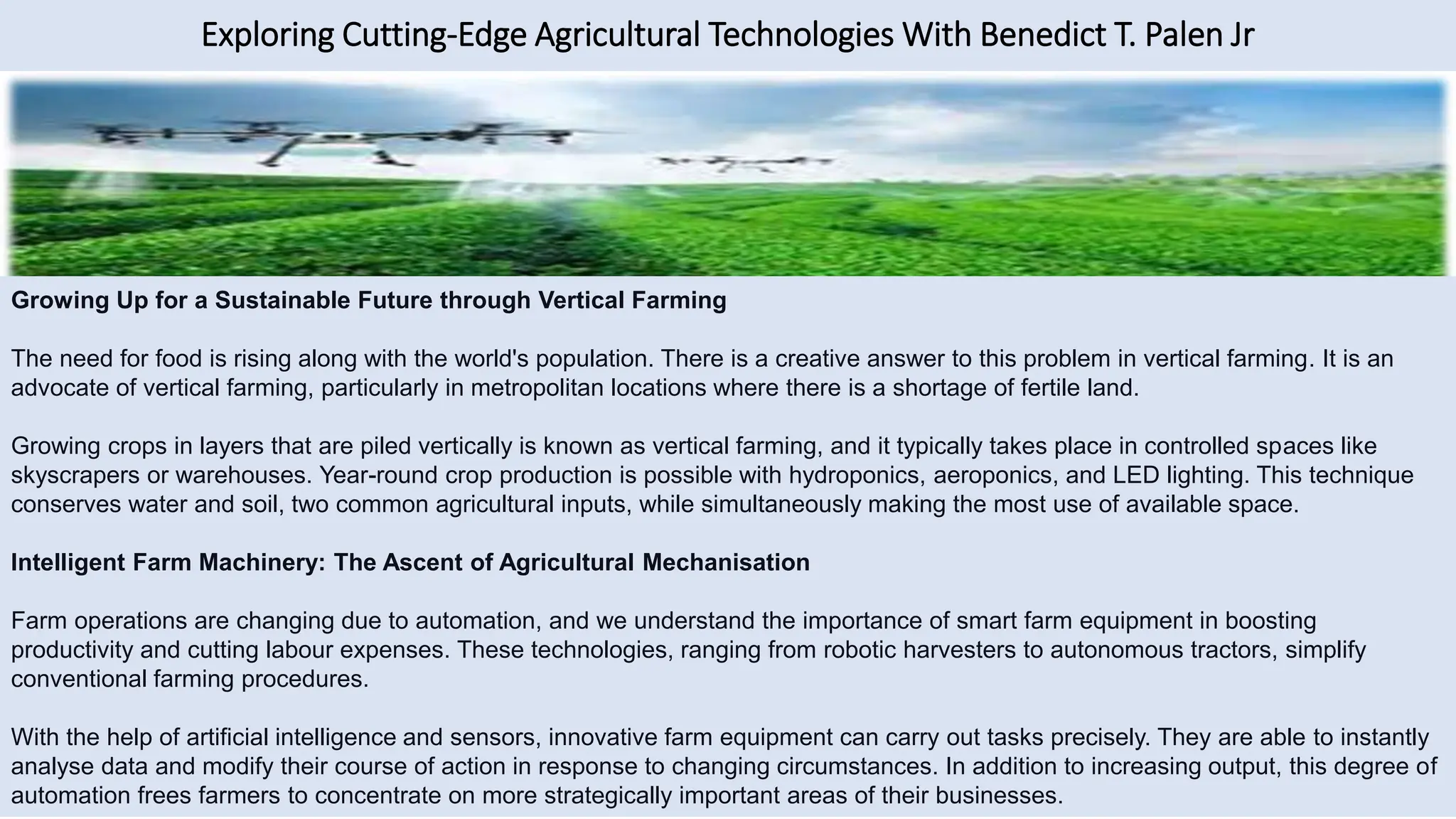 Exploring Cutting-Edge Agricultural Technologies With Benedict T. Palen Jr.pptx | Agriculture ...