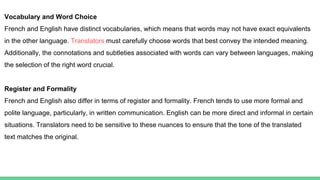 Exploring Differences between French and English for Effective ...
