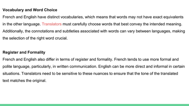 Exploring Differences between French and English for Effective ...