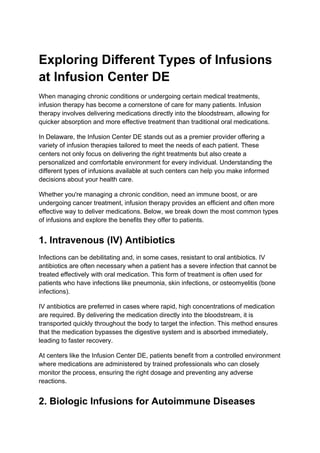 Exploring Different Types of Infusions at Infusion Center DE.docx