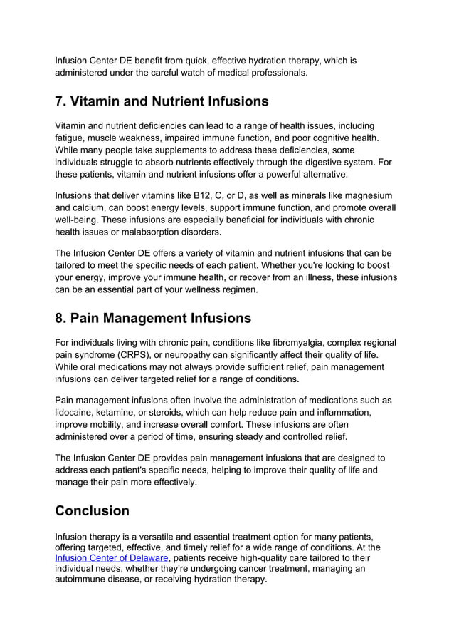 Exploring Different Types of Infusions at Infusion Center DE.docx