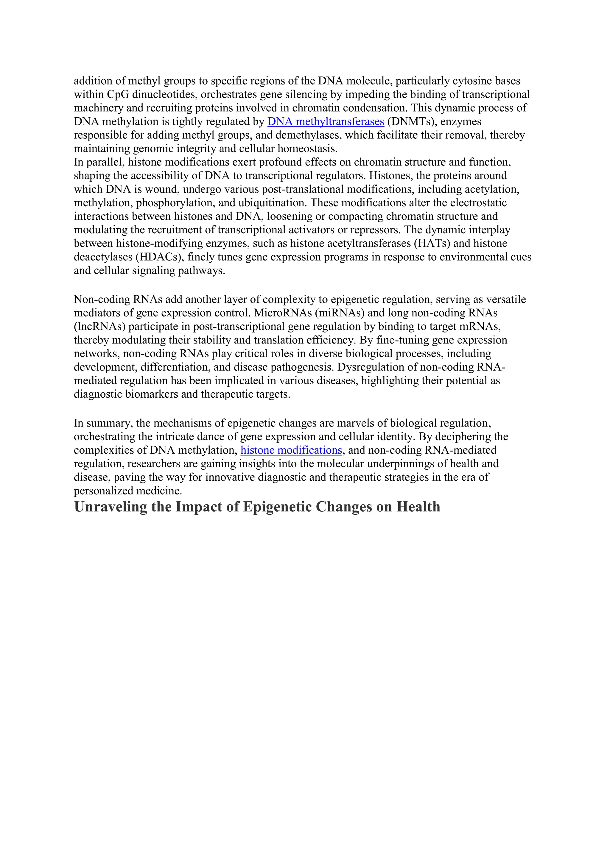 What is Epigenetic Changes? Understanding Their Role in Health and ...