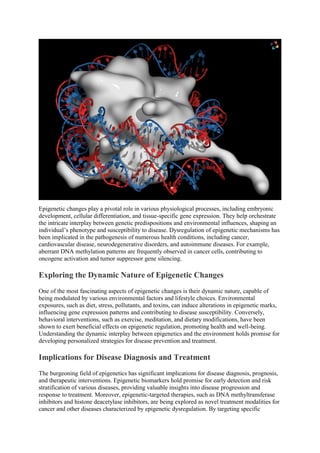 What is Epigenetic Changes? Understanding Their Role in Health and Disease | The Lifesciences ...