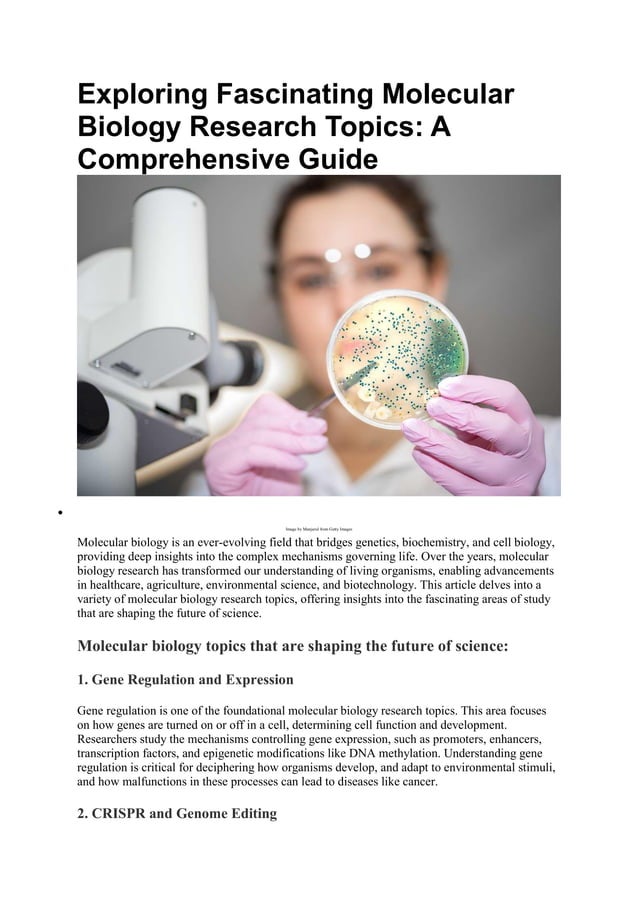 Top 10 Molecular Biology Research Topics: You Should Know | The ...