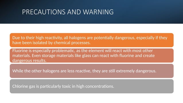 Exploring Halogens - Properties, Applications, and Safety Precautions | PPTX