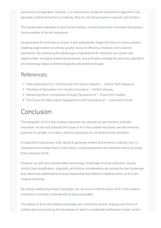 Exploring How AI is Transforming the Creative Industries | PDF