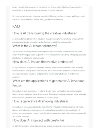 Exploring How AI is Transforming the Creative Industries | PDF