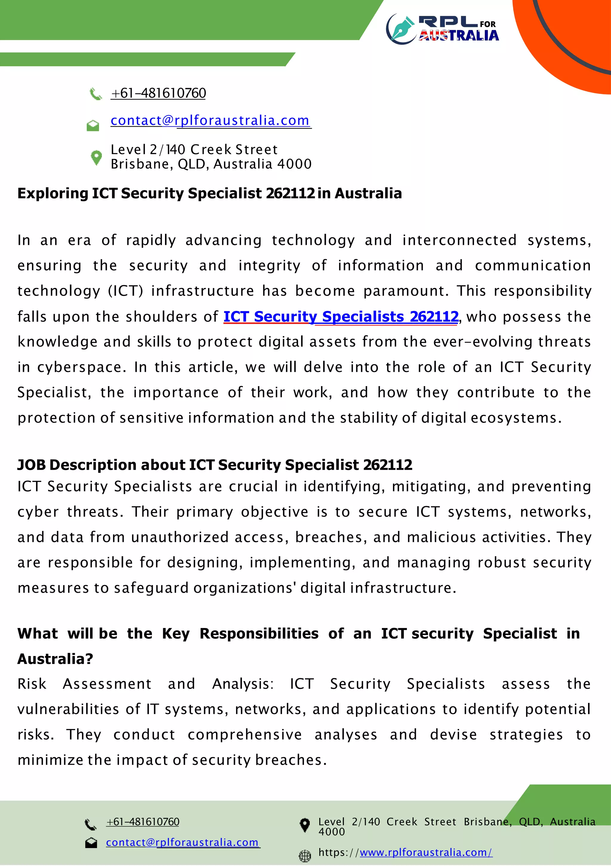 Exploring ICT Security Specialist 262112 in Australia.pptx