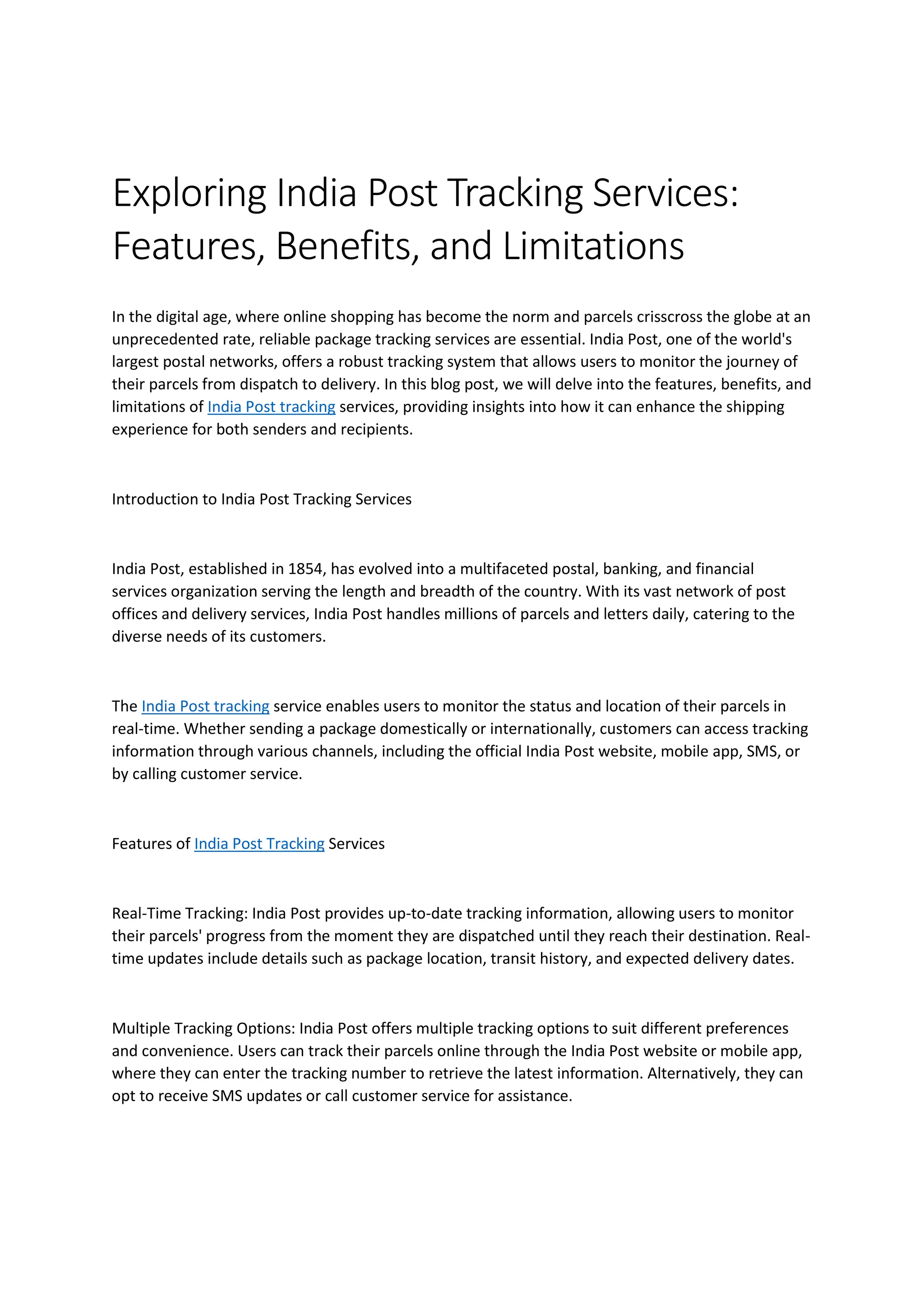 Exploring India Post Tracking Services.docx | Free Download