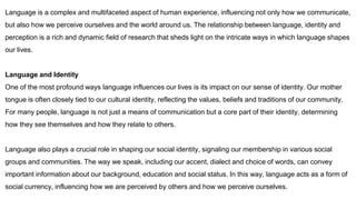 Exploring Influence of Language on Identity and Perception | PPTX