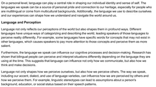 Exploring Influence of Language on Identity and Perception | PPT