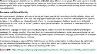 Exploring Influence of Language on Identity and Perception | PPT