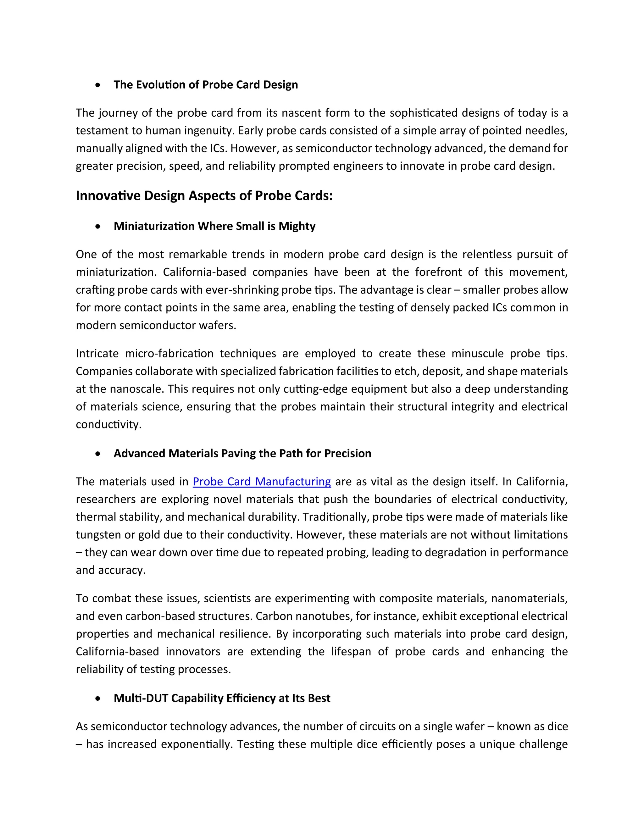 Exploring Innovative Probe Card Designs in California | PDF