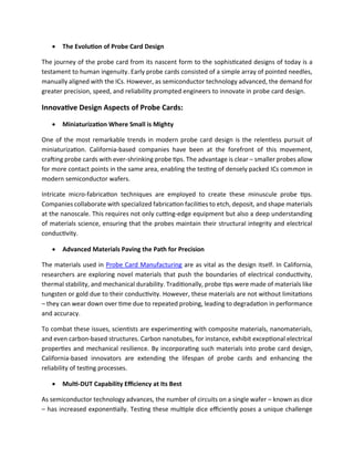 Exploring Innovative Probe Card Designs in California | PDF