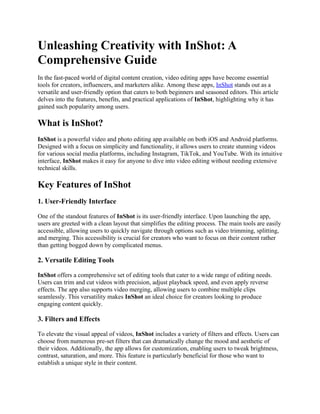Elevate Your Editing Game with InShot Pro | DOCX
