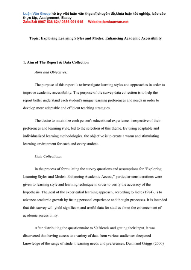 Exploring Learning Styles and Modes Enhancing Academic Accessibility | DOCX | Educational ...