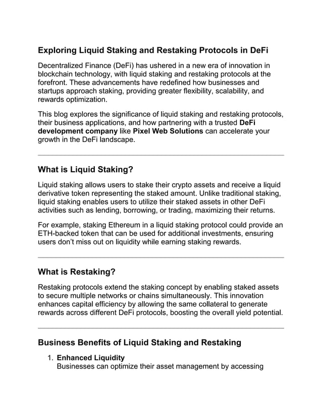 Exploring Liquid Staking and Restaking Protocols in DeFi.pdf