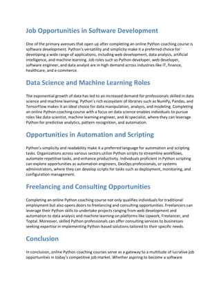 Exploring Lucrative Job Opportunities Post Completion of Online Python ...