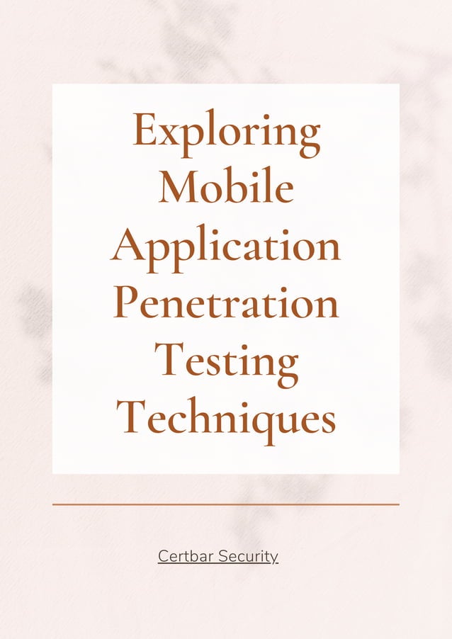 Exploring Mobile Application Penetration Testing Techniquespdf