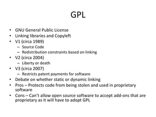 Exploring open source licenses | PPT