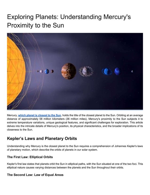 Exploring Planets: Understanding Mercury's Proximity to the Sun | DOCX ...