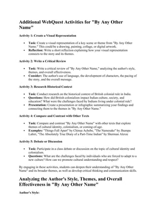 Exploring Postcolonial Literature analysis.docx | Arts and Crafts ...