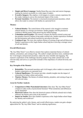 Exploring Postcolonial Literature analysis.docx | Arts and Crafts ...