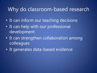 Exploring practice through classroom-based research | PPT