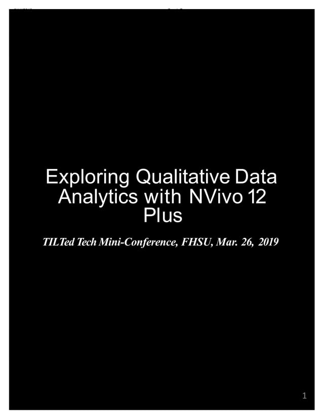 Exploring Qualitative Data Analytics with NVivo 12 Plus | PDF