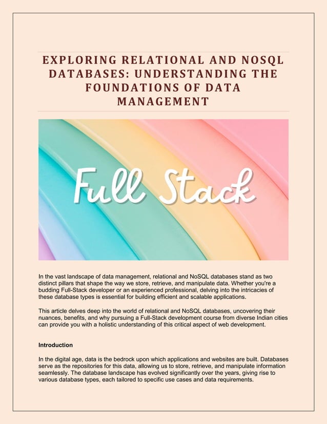 Exploring Relational And Nosql Databases Pdf