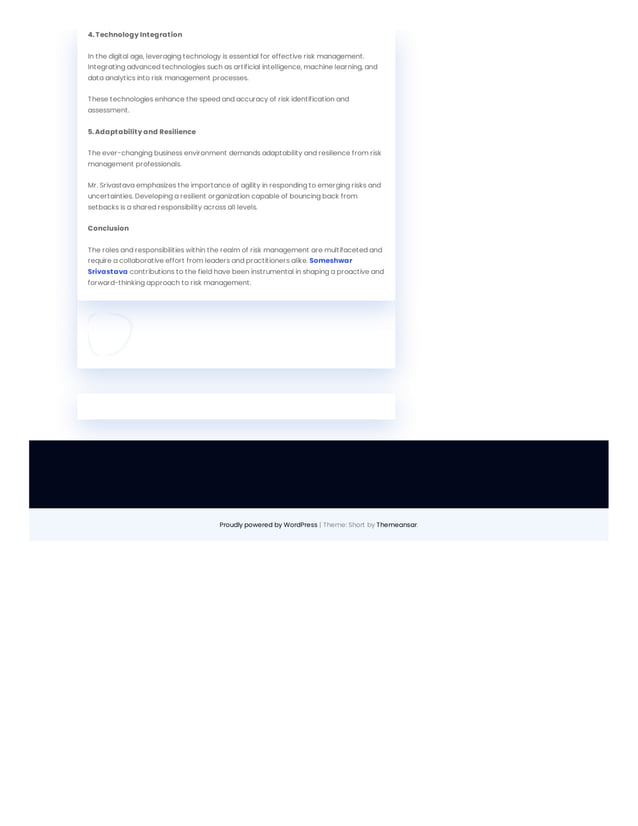 Exploring Roles and Responsibilities in Risk Management Someshwar ...