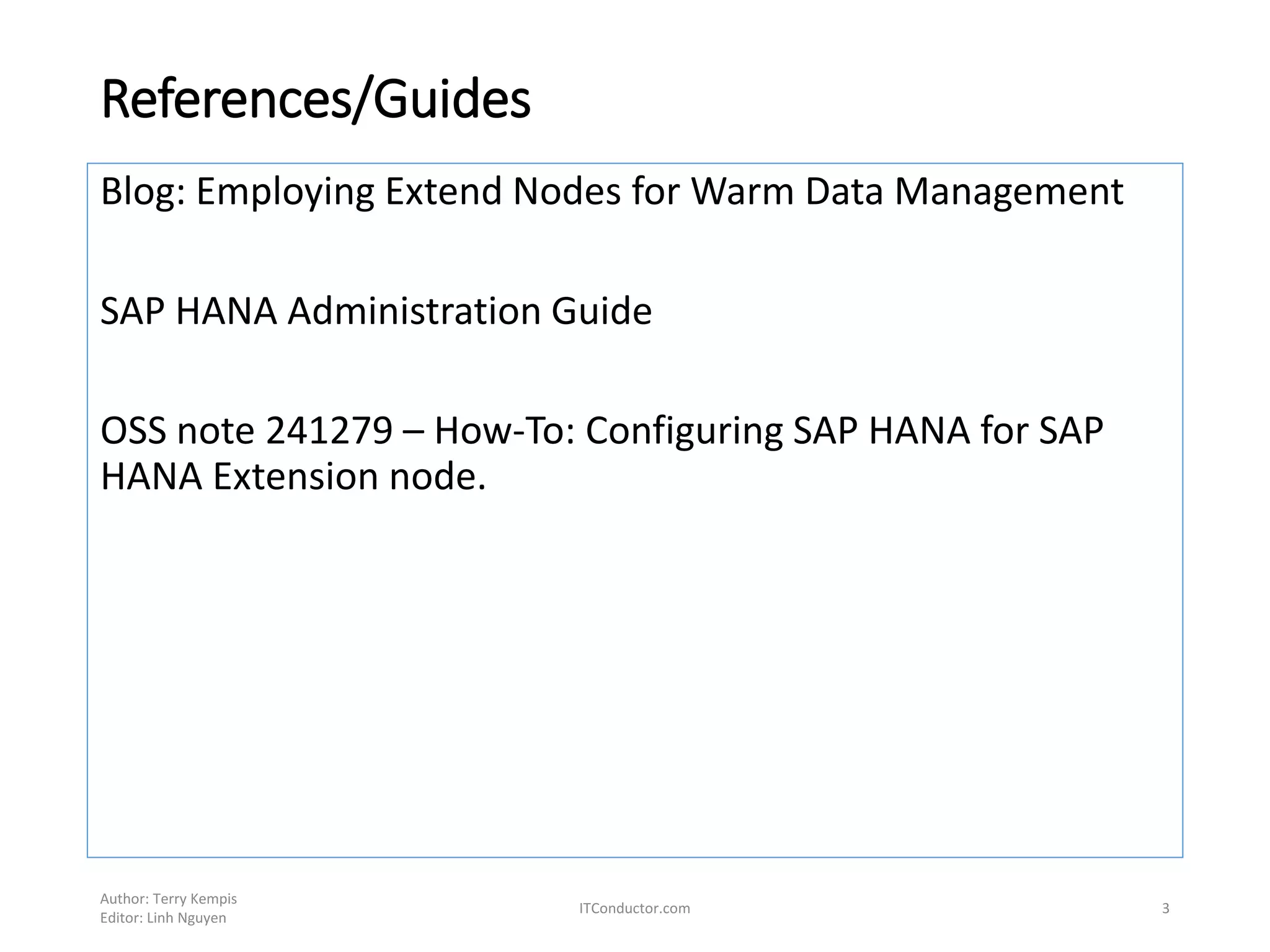 Configuring and Monitoring HANA Extension Node | PPT