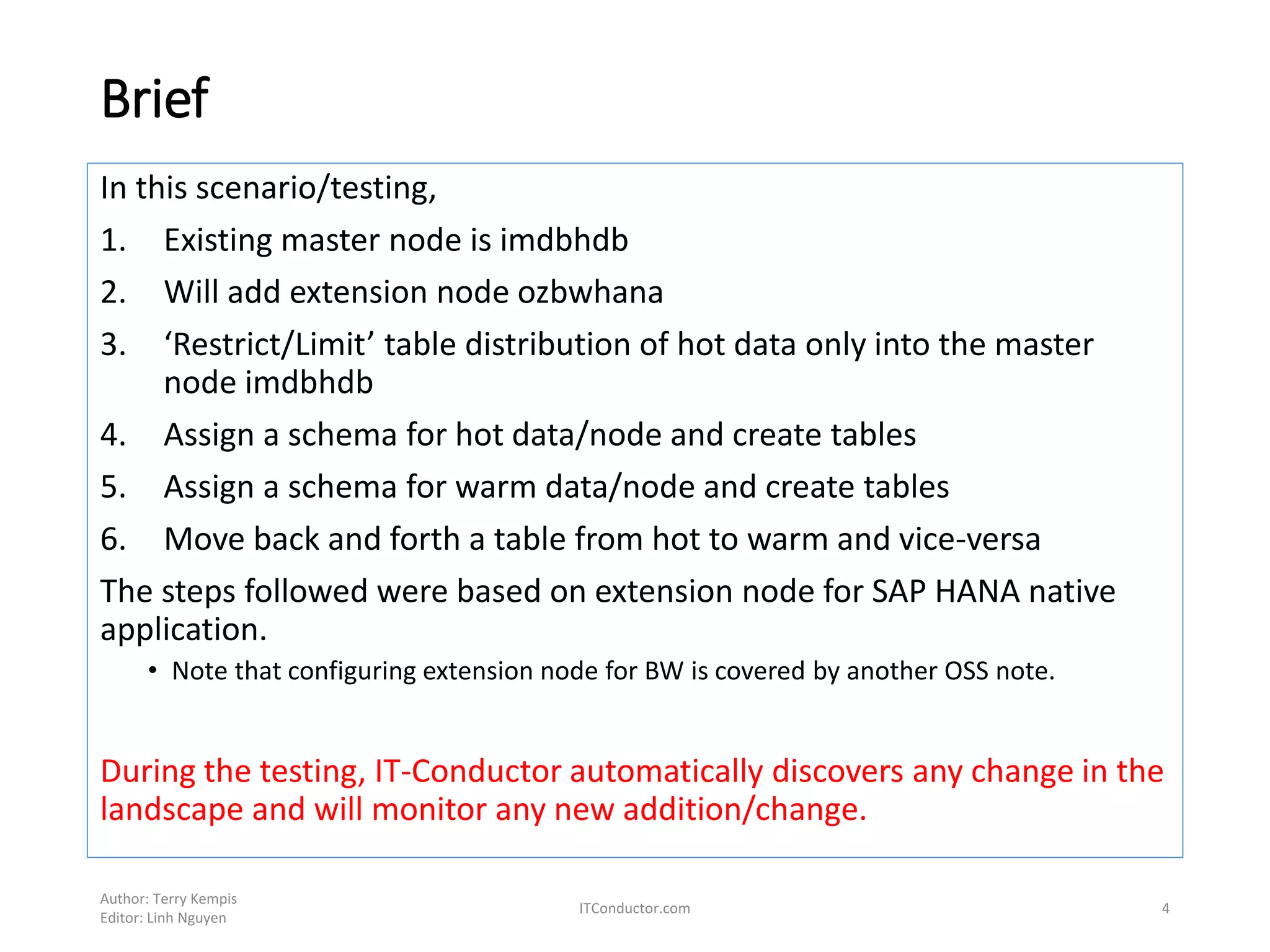 Configuring and Monitoring HANA Extension Node | PPT
