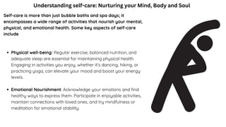 Exploring Self-Care With Therapy: A Path To Holistic Well-Being | Solh Wellness | PDF | Holistic ...