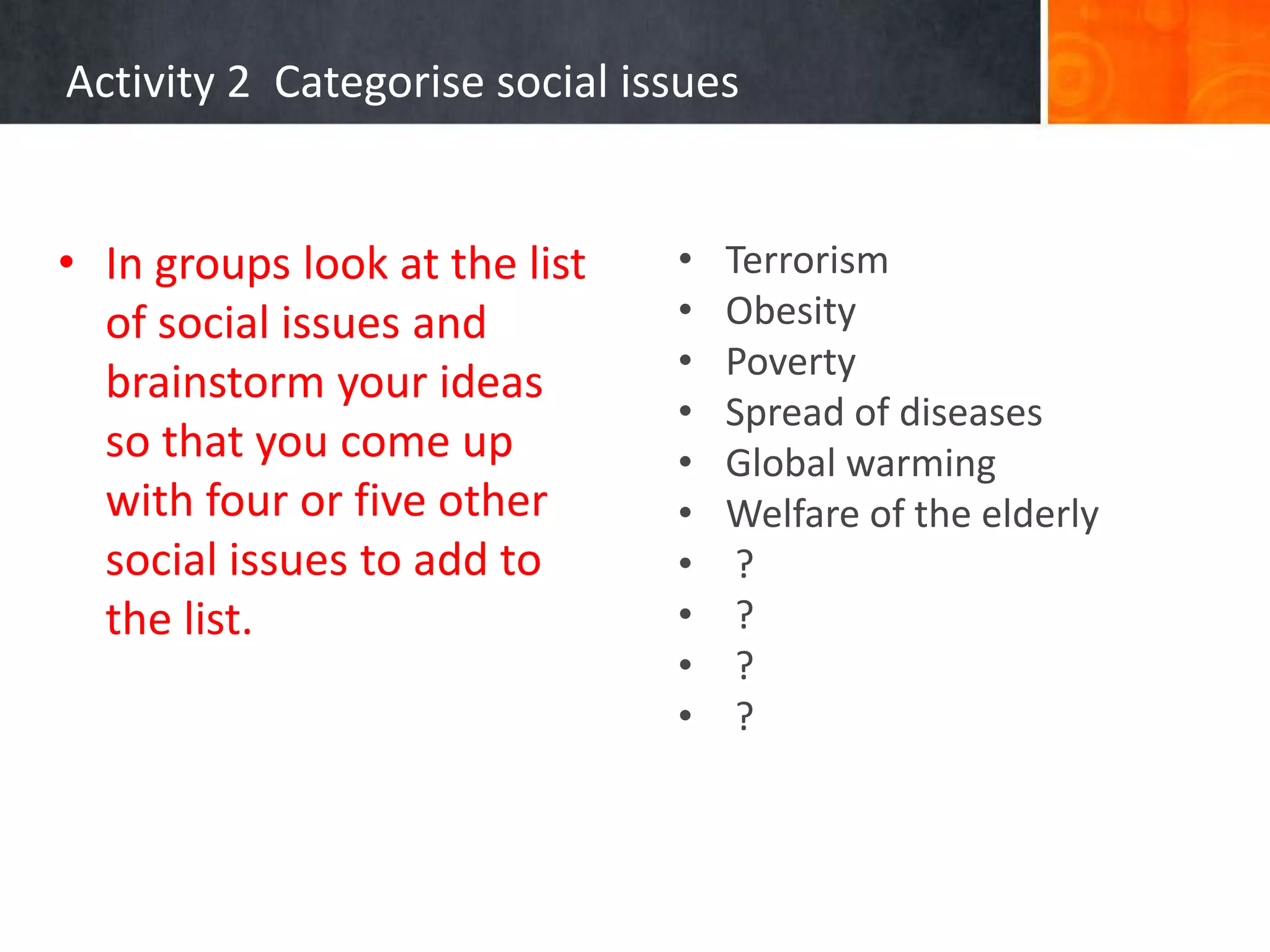 Exploring social issues | PPTX