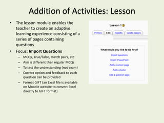 Exploring some features of moodle | PPT