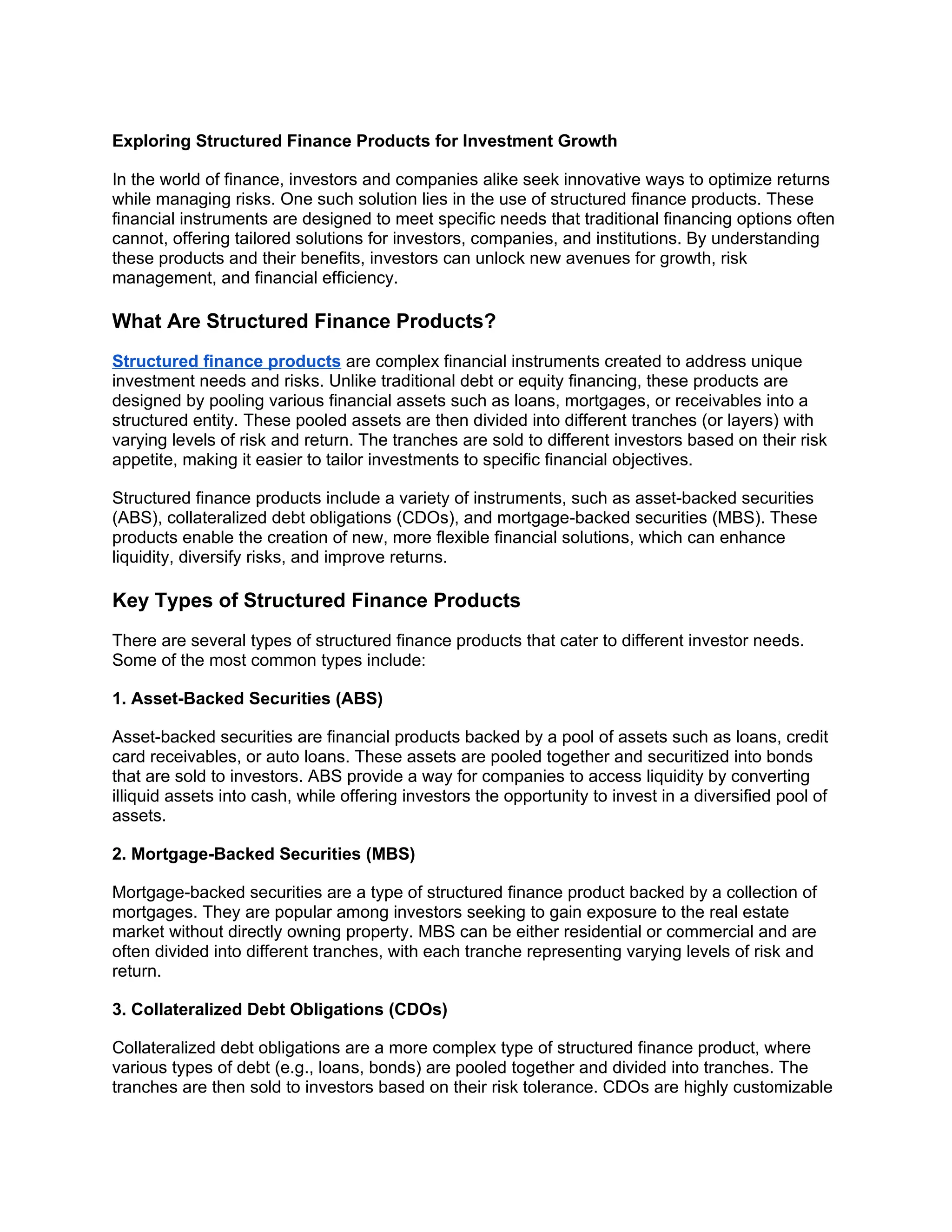 Exploring Structured Finance Products for Investment Growth.docx