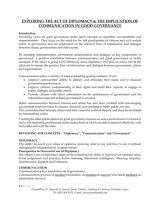 Exploring the act of diplomacy and the implication of communication in ...