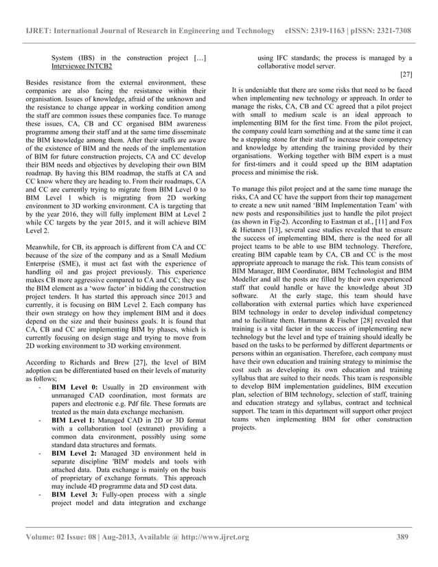 Exploring The Adoption Of Building Information Modelling Bim In The